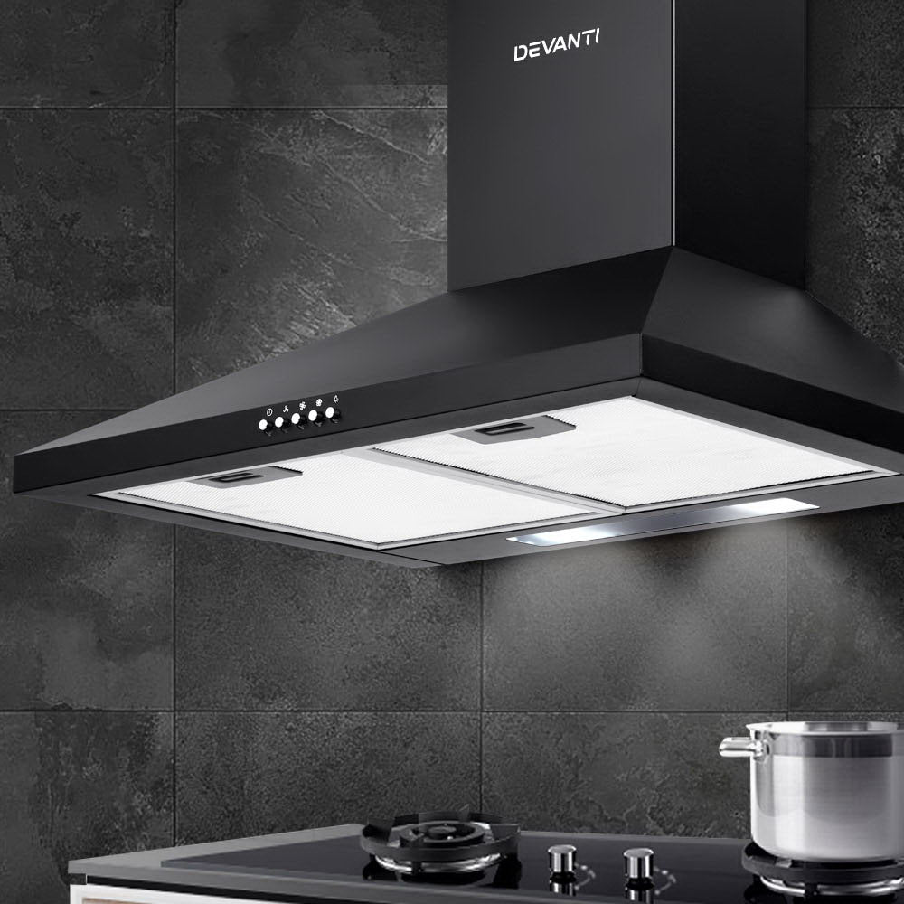Devanti 600mm Range Hood 60cm Rangehood Black – Oz BBQ