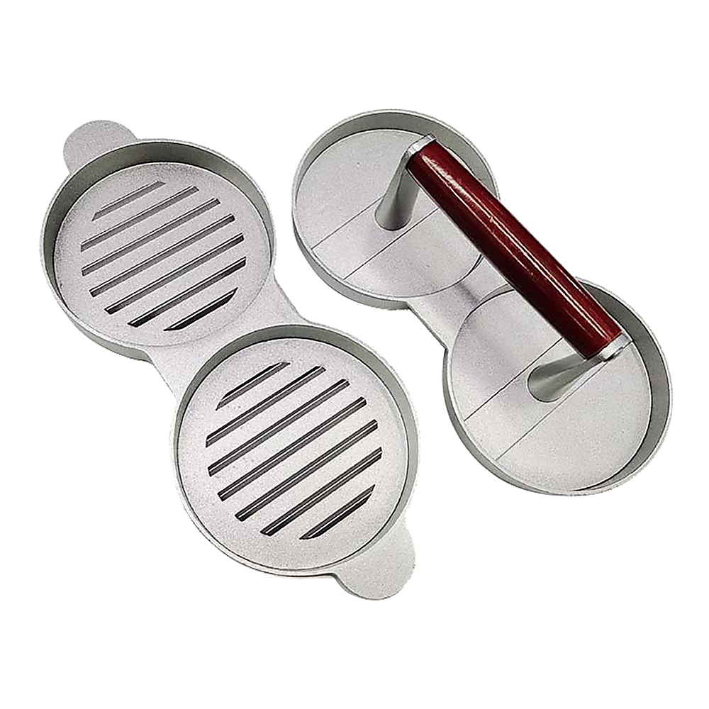 Double Burger Press Hamburger Maker Non Stick Aluminium Beef Patty Meat ...