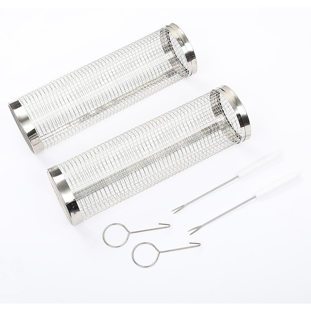 2pc BBQ Basket Round Campfire Grid Cookware – Oz BBQ