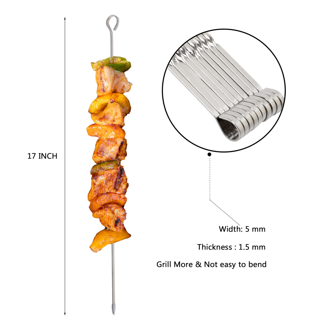 ASMOKE METAL SKEWERS FOR GRILLING KABOB STICKS 43.1CM*10PCS | BBQs.com.au
